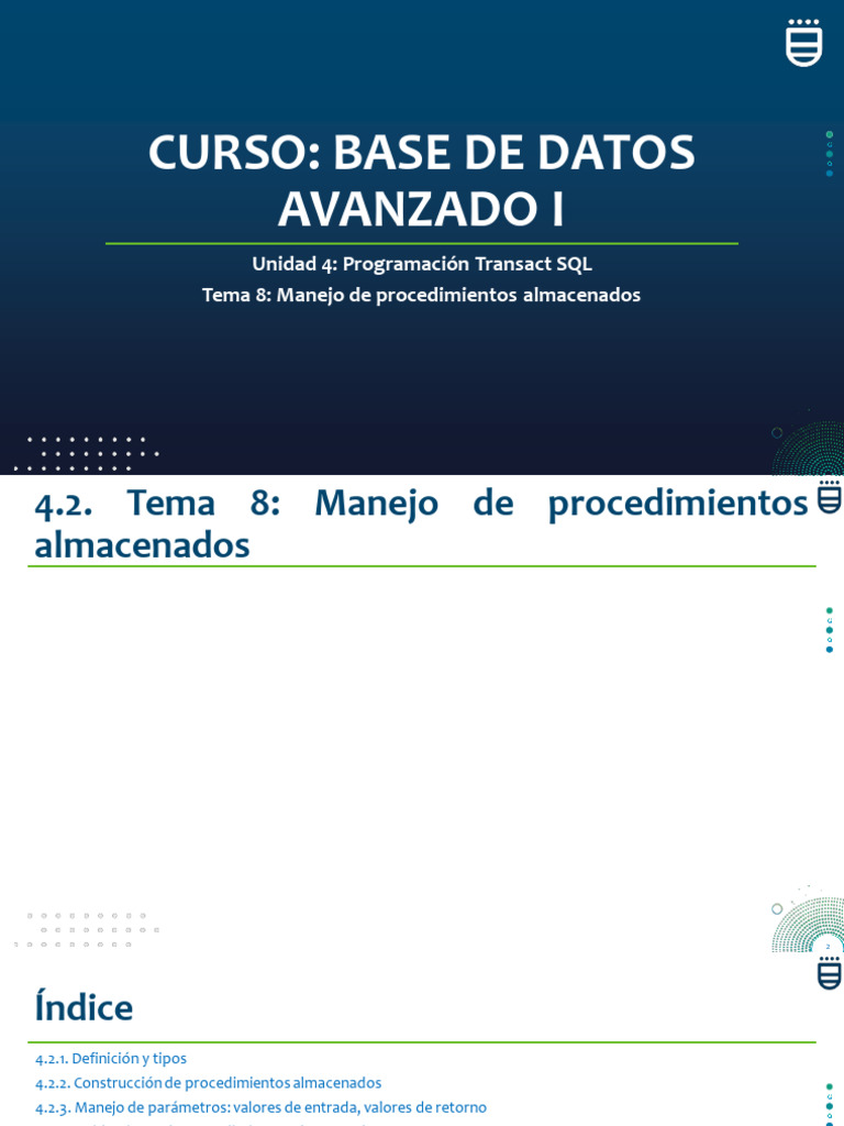 PPT Unidad 04 Tema 08 2024 03 Base de Datos Avanzado I (4686) | PDF | Servidor SQL de Microsoft ...