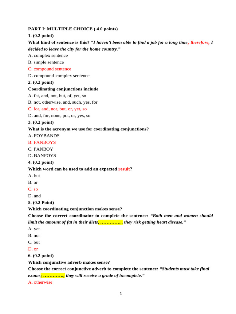 Grammar and Sentence Structure Quiz | PDF | Sentence (Linguistics) | Essays