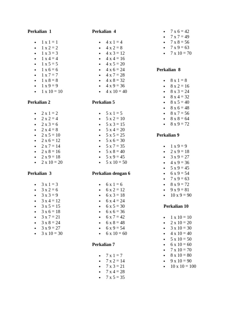 Perkalian 1 | PDF