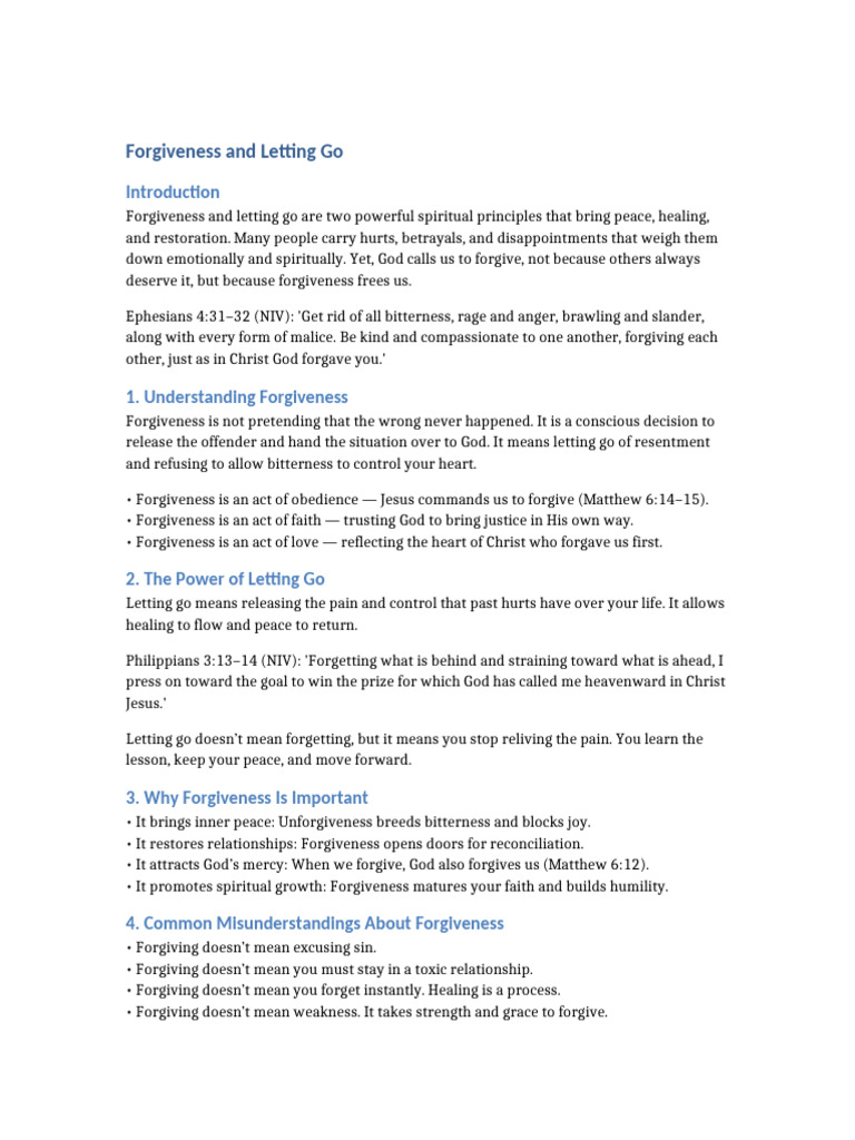 The Power of Forgiveness and Letting Go | PDF | Forgiveness | Christian ...