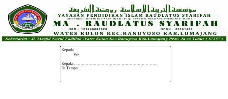 Contoh Cover Amplop Surat Ma | PDF