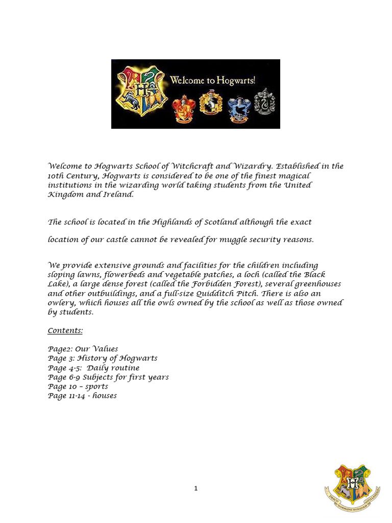 Hogwarts School Overview | PDF