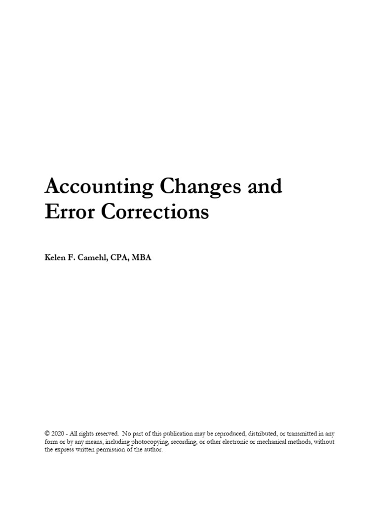 Accounting Changes and Error Corrections KC PDF 2020 | PDF | Generally ...