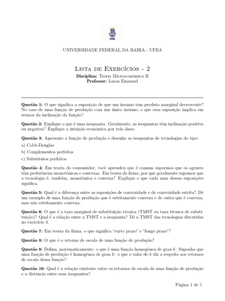 Lista2_2025_2 | PDF | Despesa | Custo médio