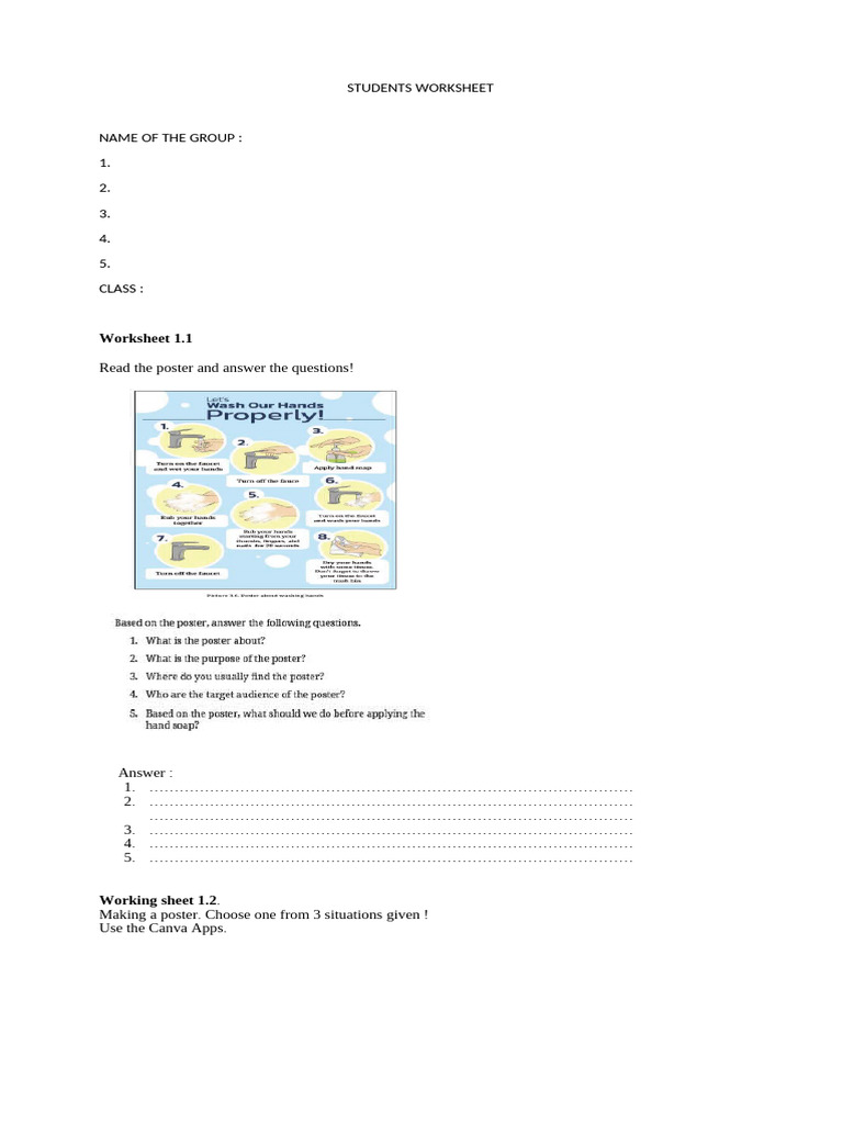 Students Worksheet Poster | PDF