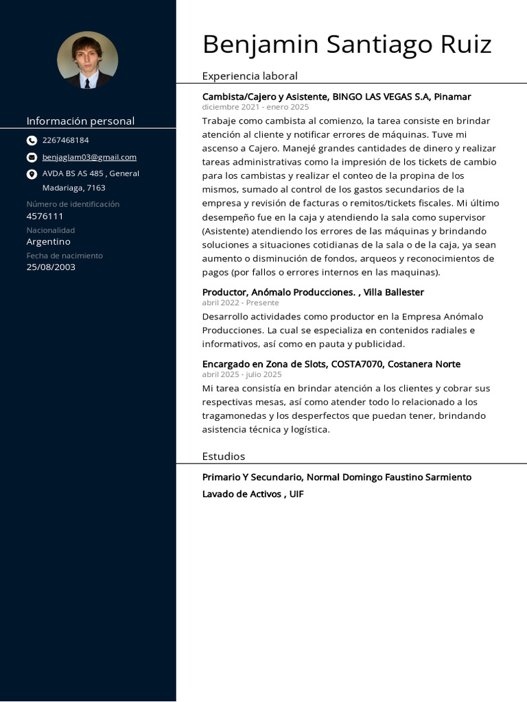 CV - Benjamin Santiago Ruiz | PDF