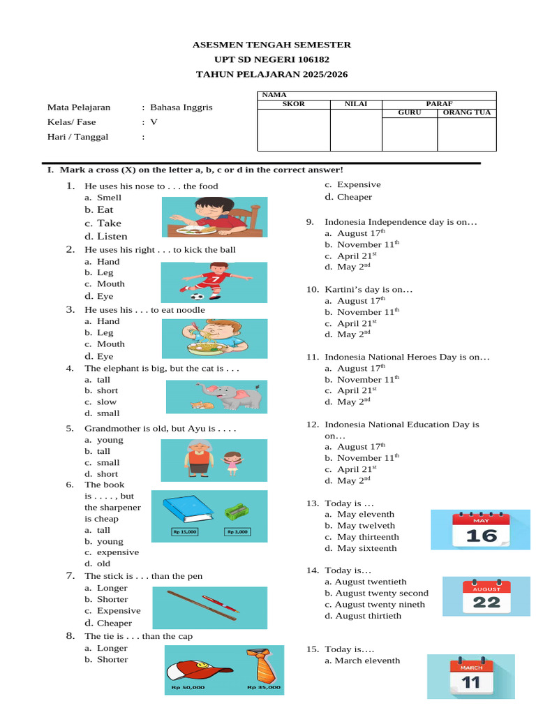 Sumatif Akhir Semester Bahasa Inggris Kelas 5 | PDF | Chess Openings | Chess Theory