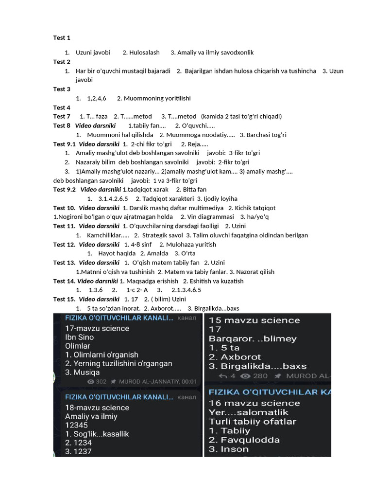 Tabiiy Fan Test | PDF