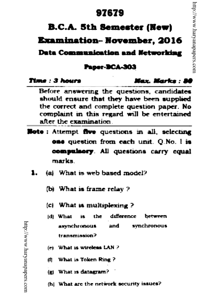 Bca 5 Sem Data Communication and Networking 97679 Nov 2016 | PDF