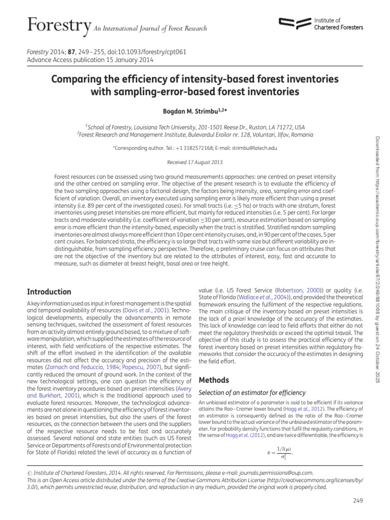 Comparing The Efficiencyof Intensity-Based Forest Inventories | PDF ...
