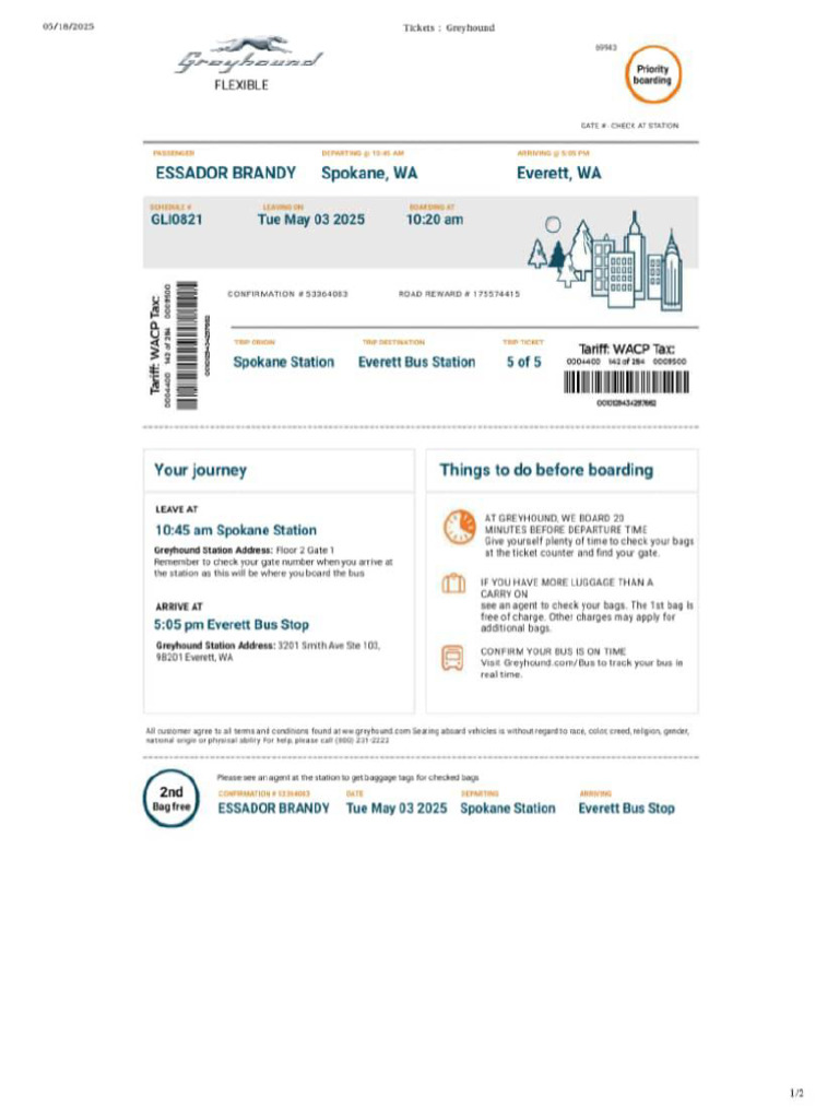 Ms Brandy Essador Bus Ticket | PDF | Bus Transport | Transport Companies