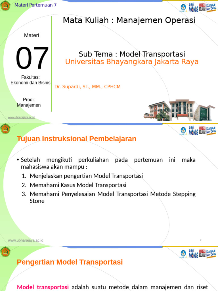 Model Transportasi Stepping Stone | PDF