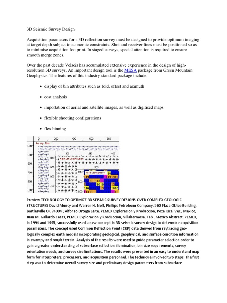 3D Seismic Survey Design | PDF | Reflection Seismology | Map