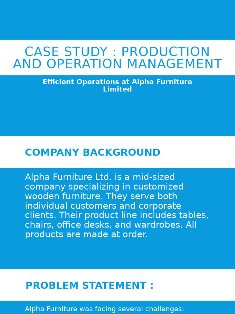 Alpha Furniture Operations Case Study | PDF