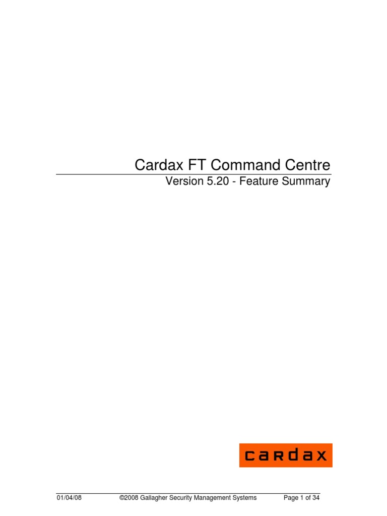 Cardax FT Version 5.20 Feature Summary v4 | Windows Vista | Microsoft ...