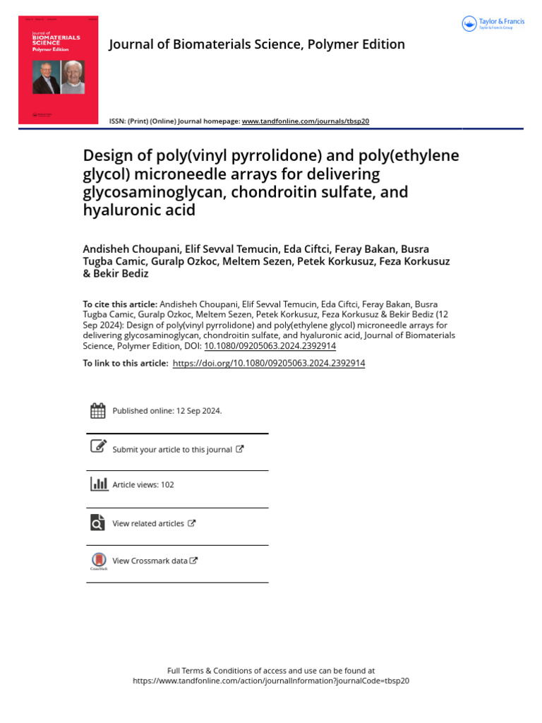 Design of Poly Vinyl Pyrrolidone An Source J Biomater Sci Polym Ed So ...