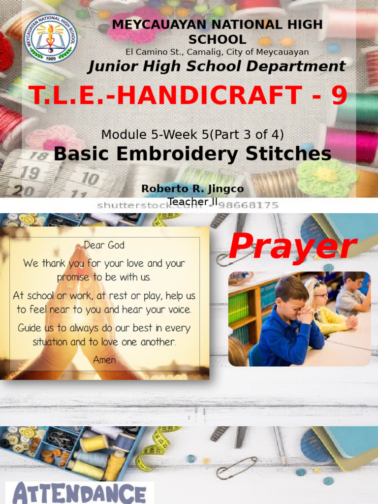 9 Handicraft Week 5 | PDF | Embroidery | Surgical Suture