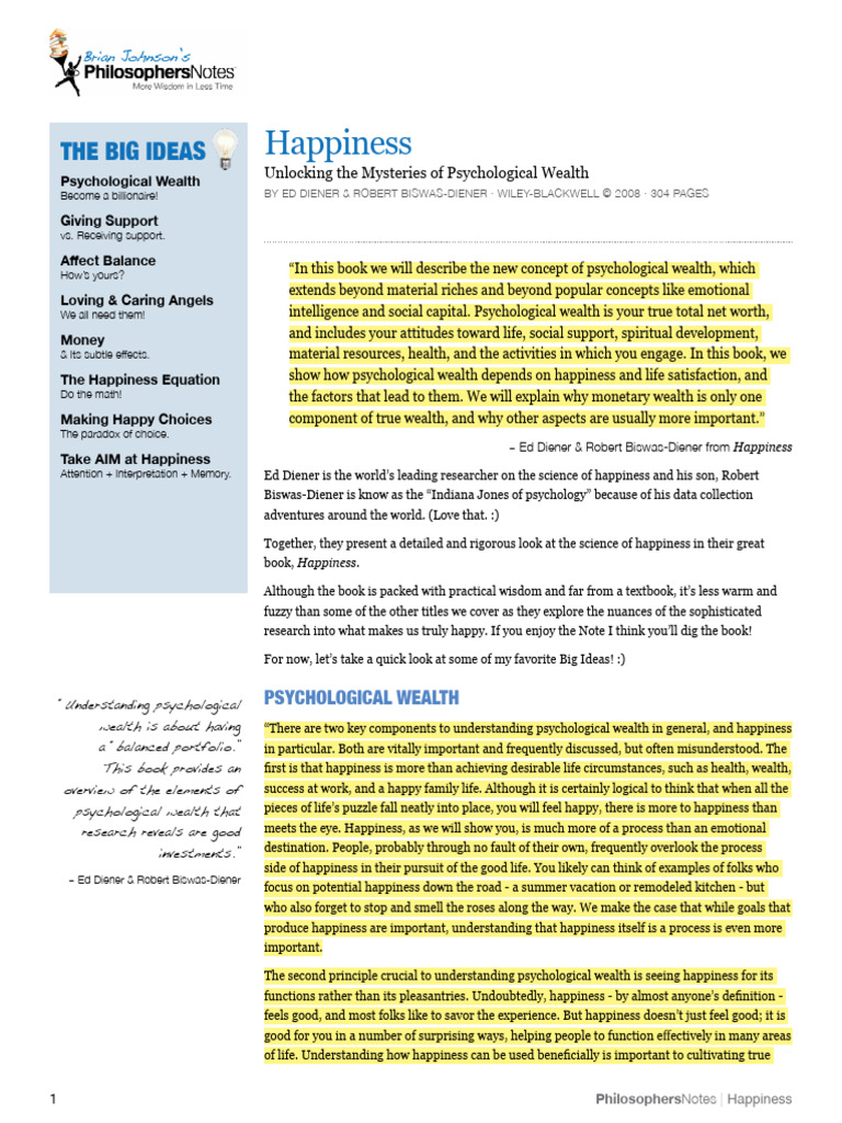 PN Happiness Psychological Wealth | PDF | Happiness | Optimism