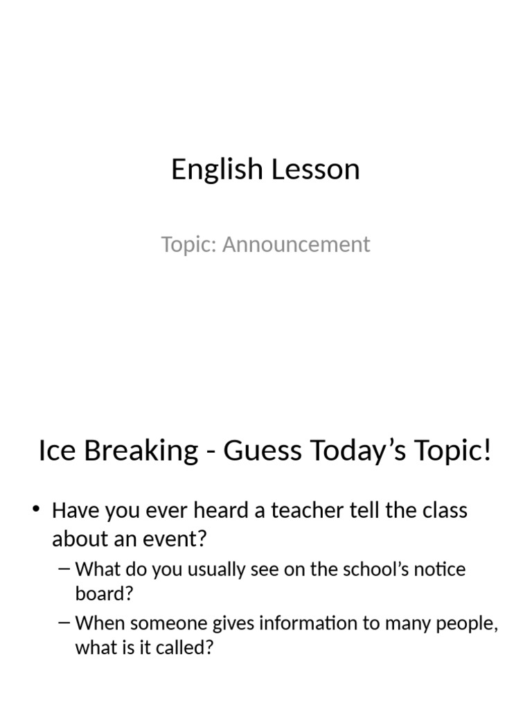 Full Announcement Lesson | PDF