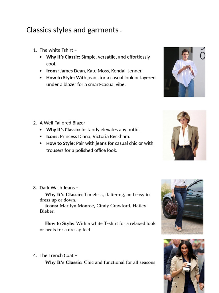 Classics Styles and Garments | PDF
