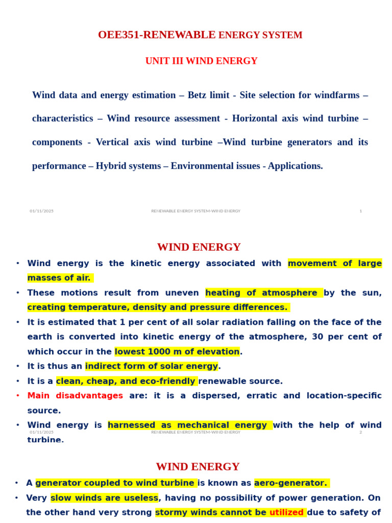Wind Energy System Overview and Insights | PDF | Wind Turbine | Turbine