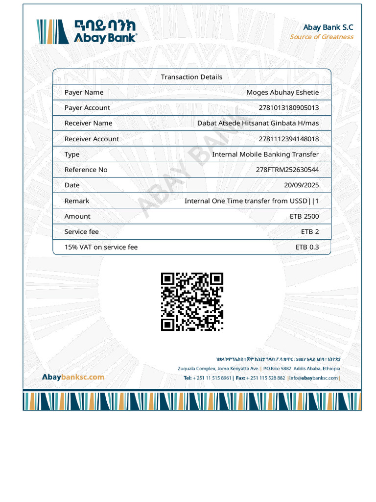 Abay Bank Mobile Transfer Details | PDF