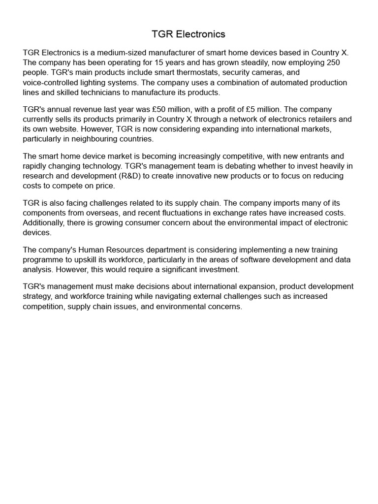 TGR Electronics: Smart Home Device Insights | PDF