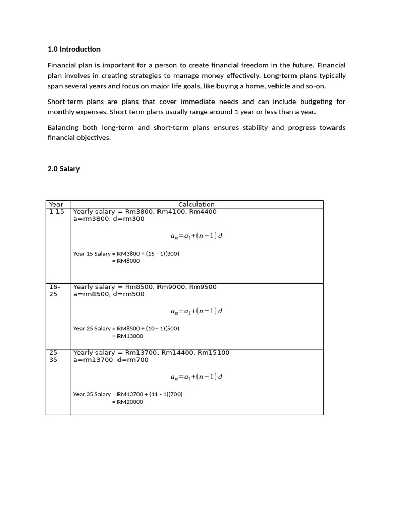 Bussiness Mathematics Financial Plan Report | PDF | Expense | Money
