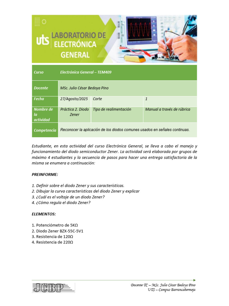 Práctica 2 - Diodo Zener | PDF | Diodo | Diodo emisor de luz