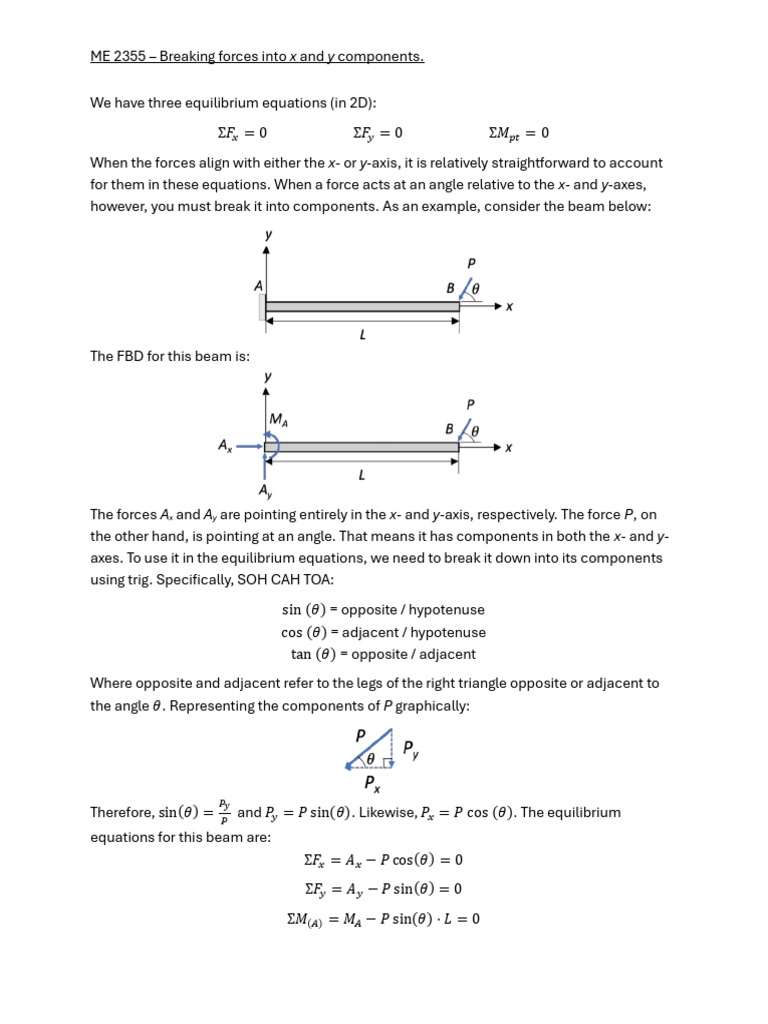 Breaking Forces into Components in 2D | PDF