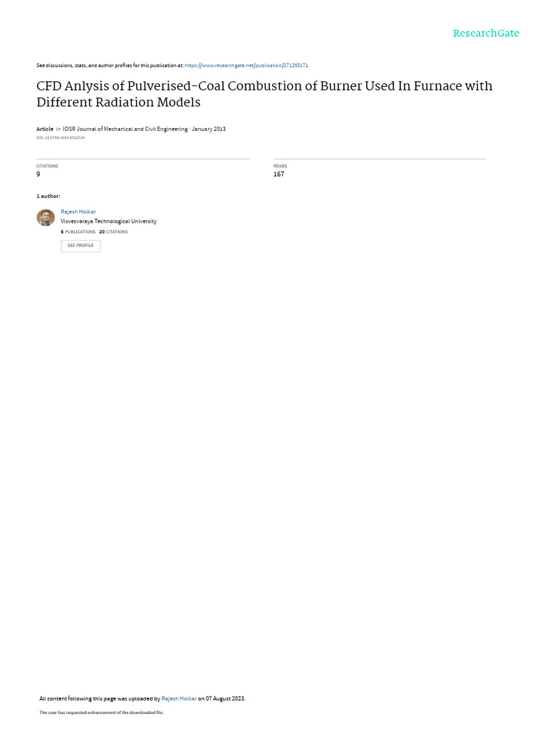 CFD Anlysis of Pulverised-Coal Combustion of Burne | PDF | Combustion ...
