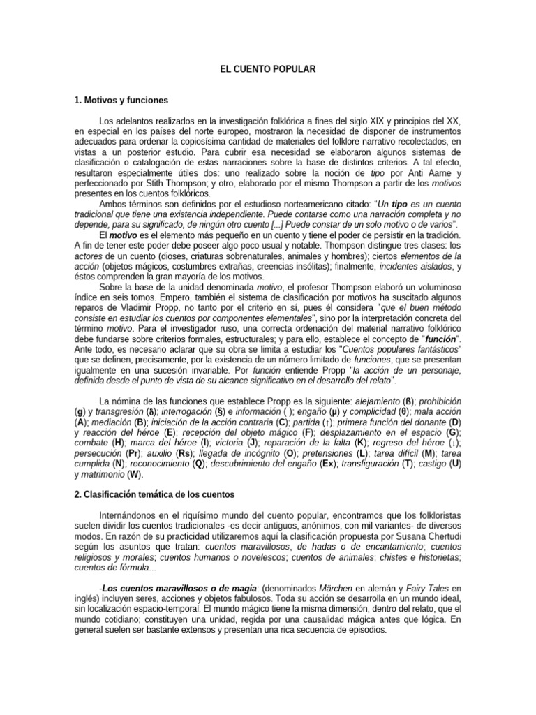 El Cuento Popular Slg | PDF | Narración | Folklore