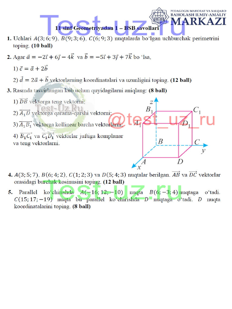 11 Sinf Geometriya BSB-1 Original | PDF