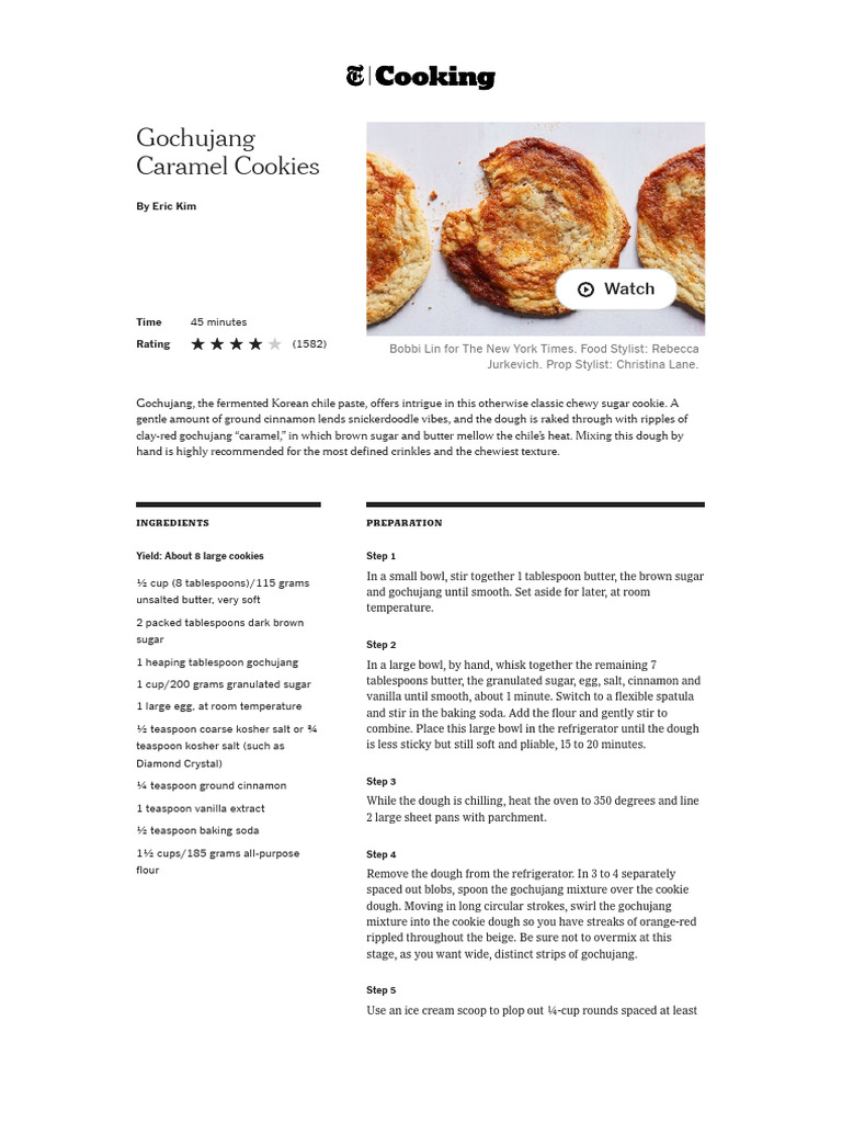 Gochujang Caramel Cookies Recipe | PDF | Teaspoon | Tablespoon