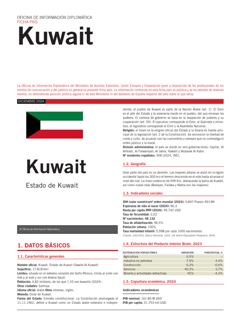 Kuwait: Datos y Situación Actual 2024 | PDF | Kuwait | Ministerio ...