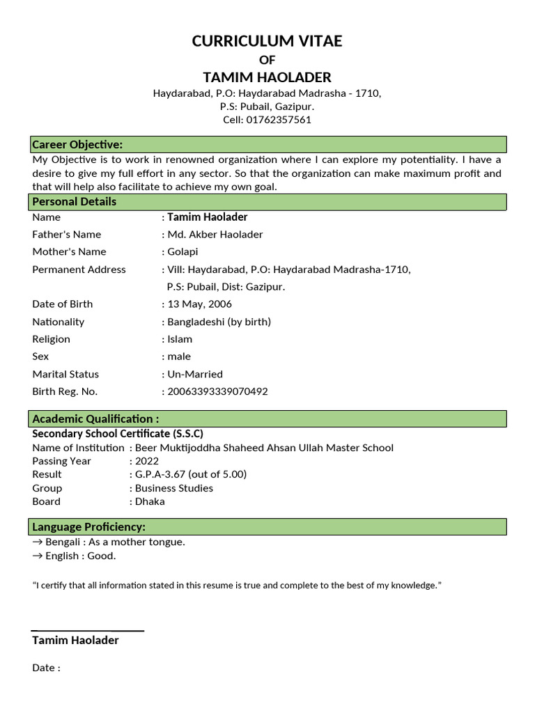 Tamim's CV | PDF