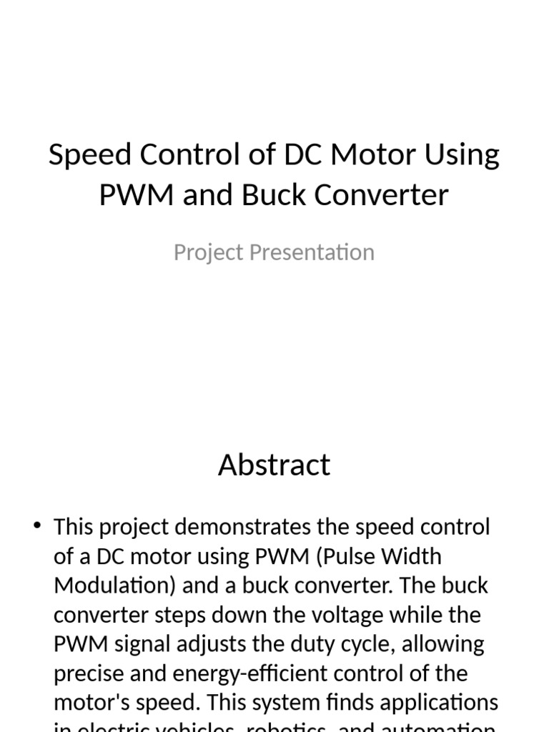 DC Motor Speed Control Presentation | PDF