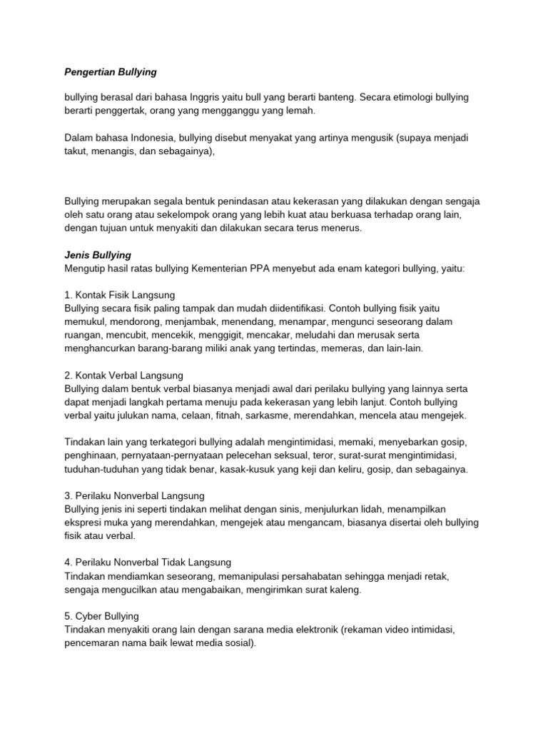 Jenis-Jenis Bullying dan Pengertian | PDF