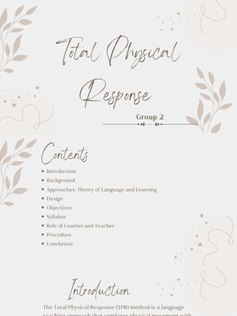 Total Physical Response Method Overview | PDF | Language Acquisition ...