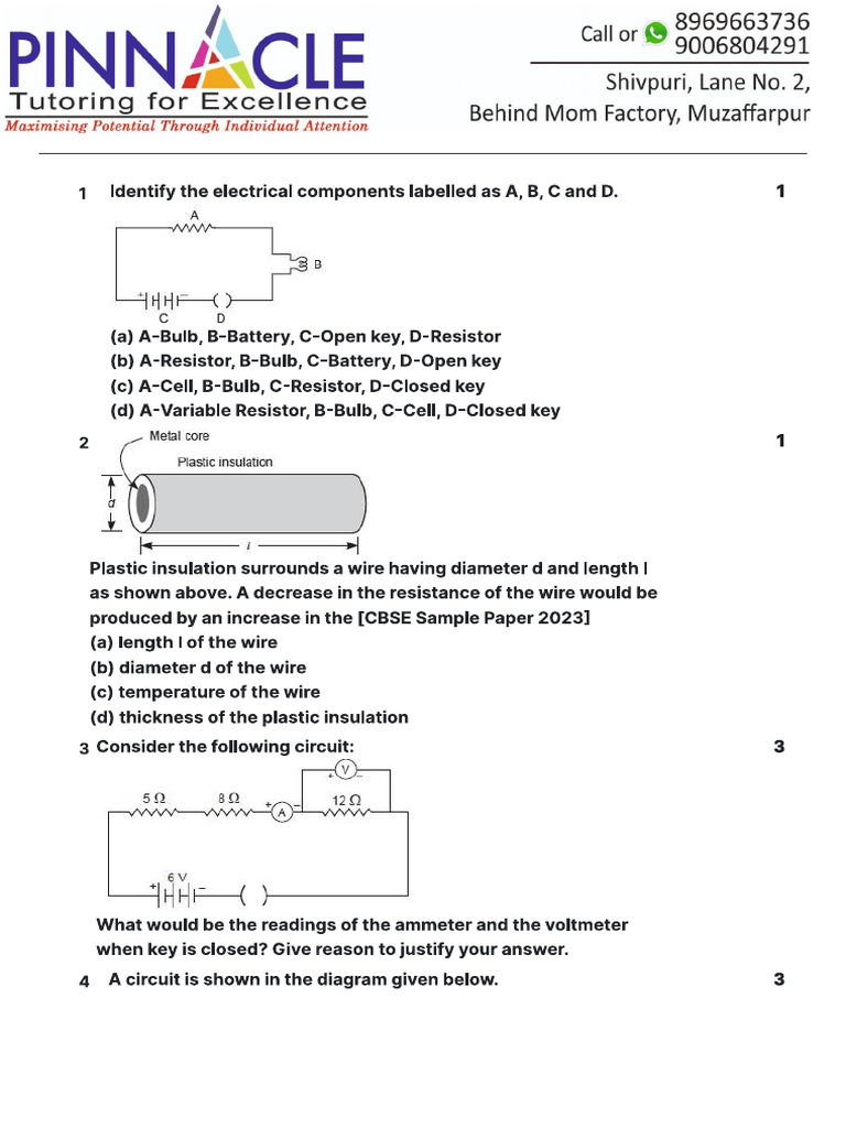 Electricity (Resistance Based Problems) - 1 | PDF