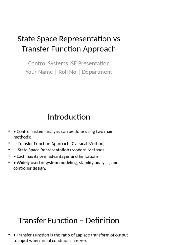 State Space Vs Transfer Function | PDF | Applied Mathematics | Control Theory