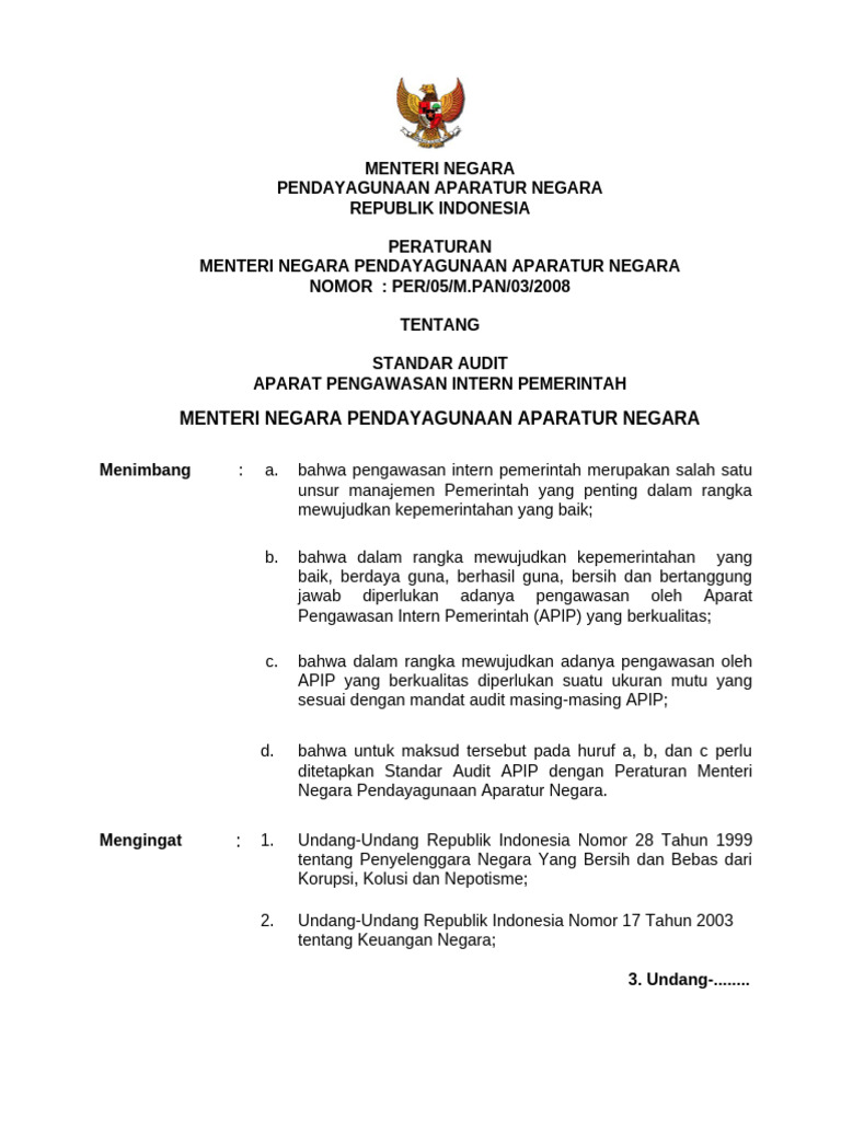 Standar Audit APIP untuk Pengawasan Intern | PDF