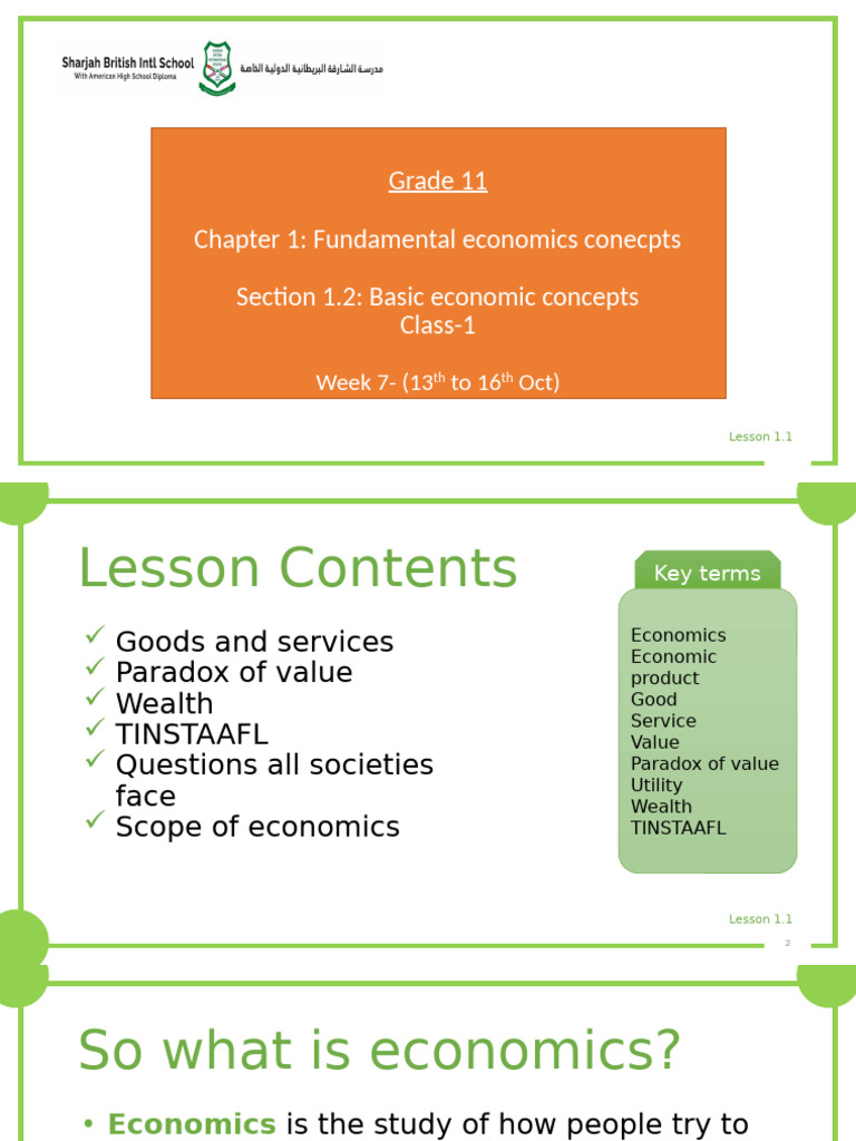 Fundamental Economic Concepts Explained | PDF | Value (Economics) | Goods