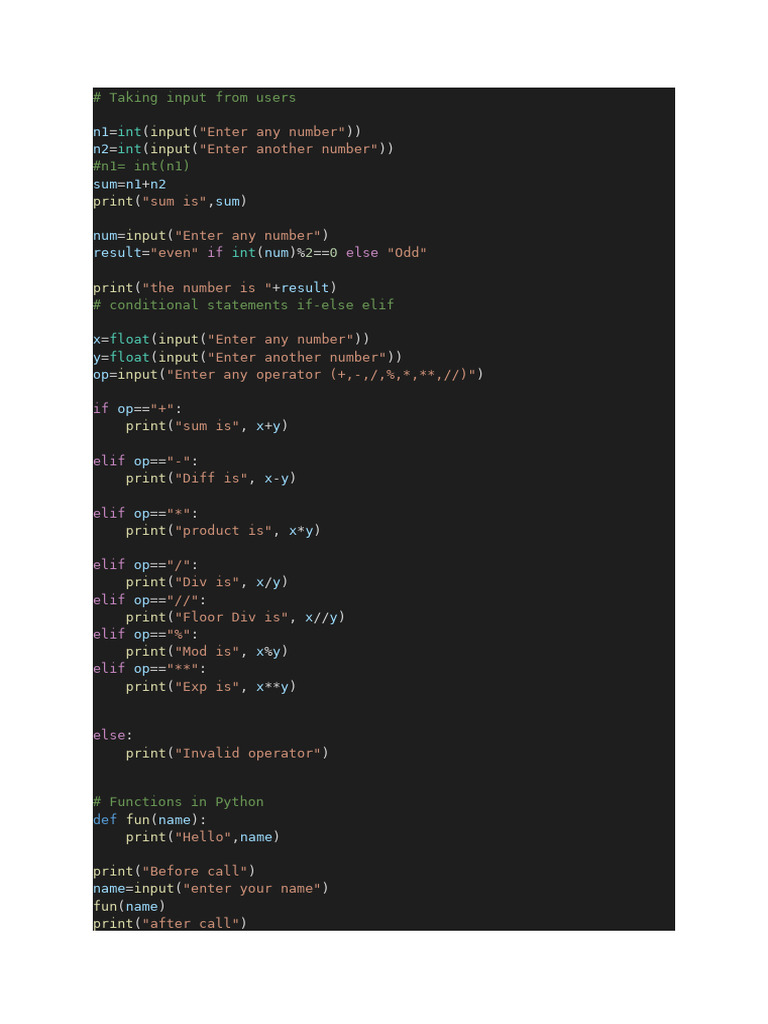 Week2 Input and User Defined Functions | PDF