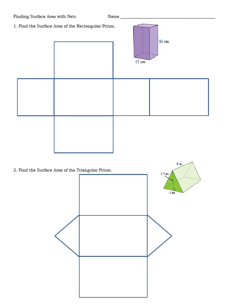 Surface Area Using Nets 2 | PDF | Home & Garden | Young Adult