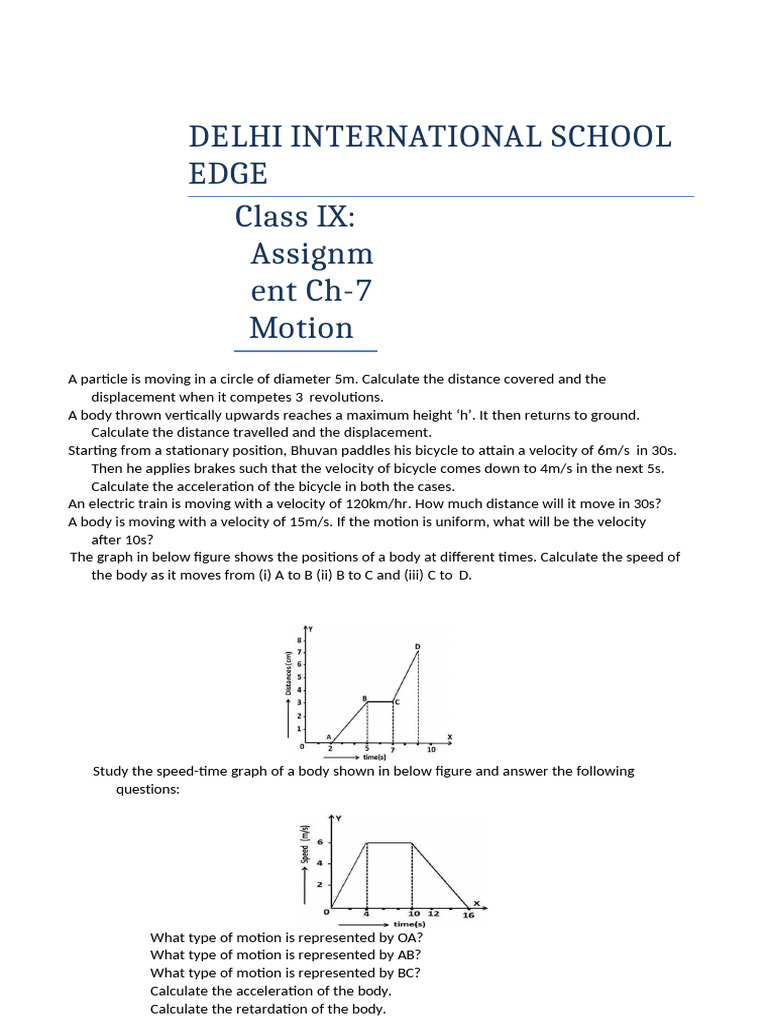 Physics Motion Worksheet | PDF | Acceleration | Velocity