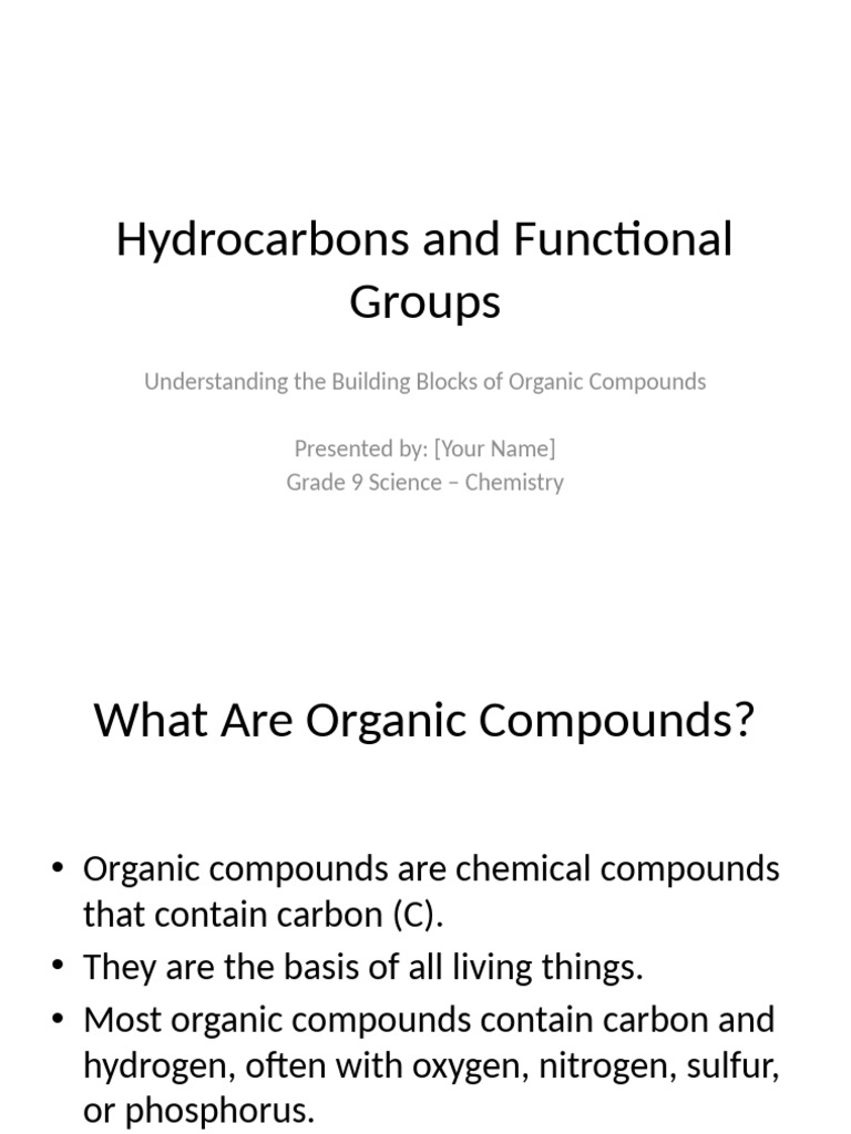 Hydrocarbons and Functional Groups Presentation | PDF | Functional ...