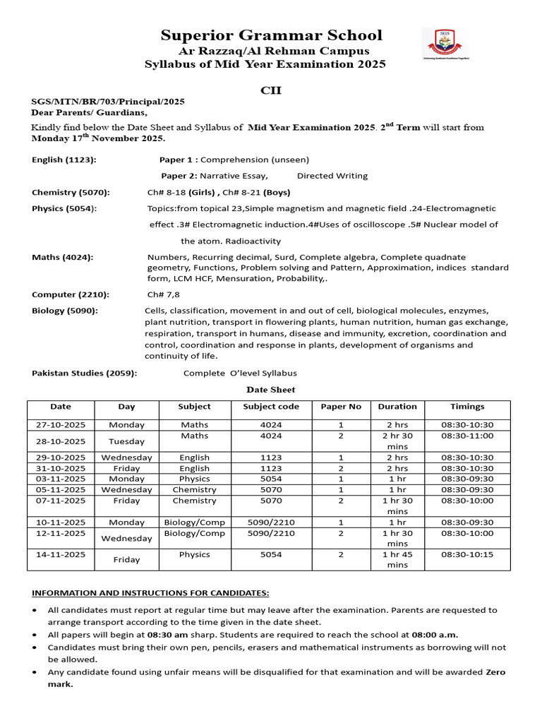 CII Mid Year Examination Syllabus 2025 | PDF | Mathematics