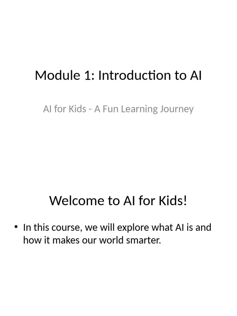 AI Basics for Kids: Fun Introduction | PDF