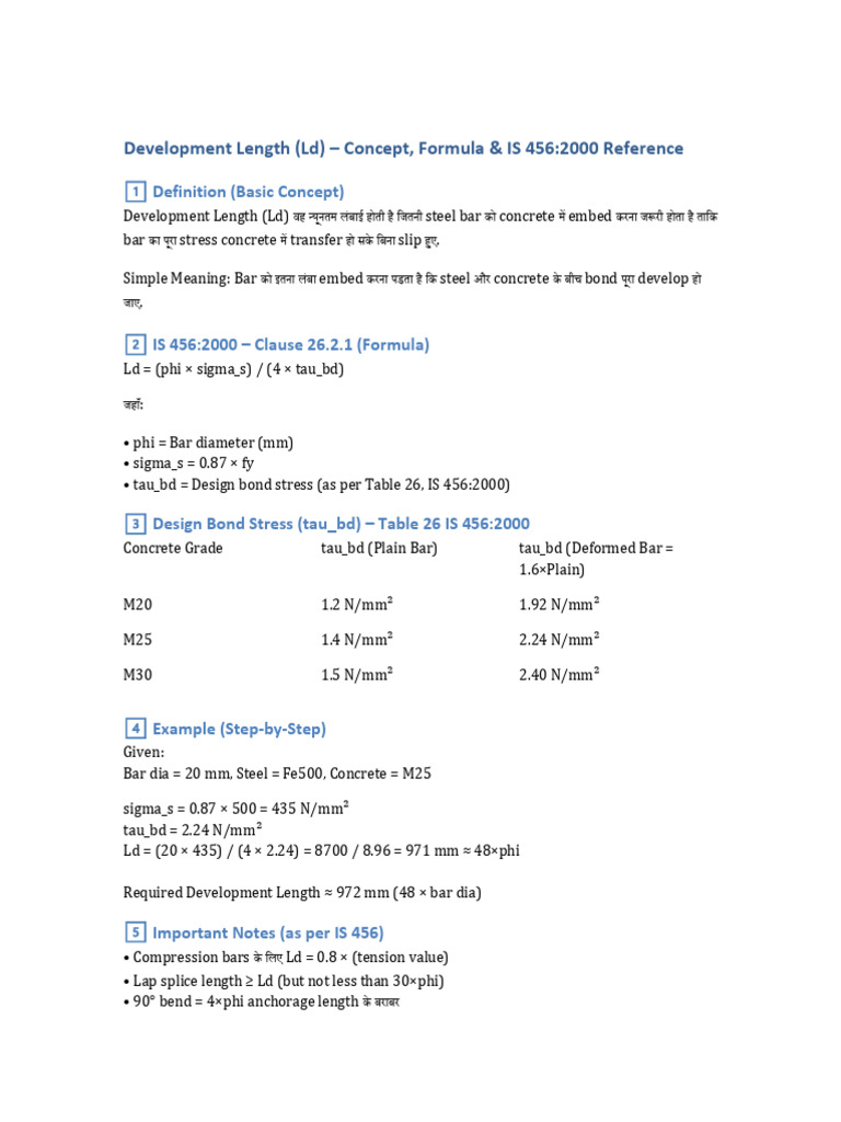 Development Length in Concrete Structures | PDF | Concrete | Stress ...
